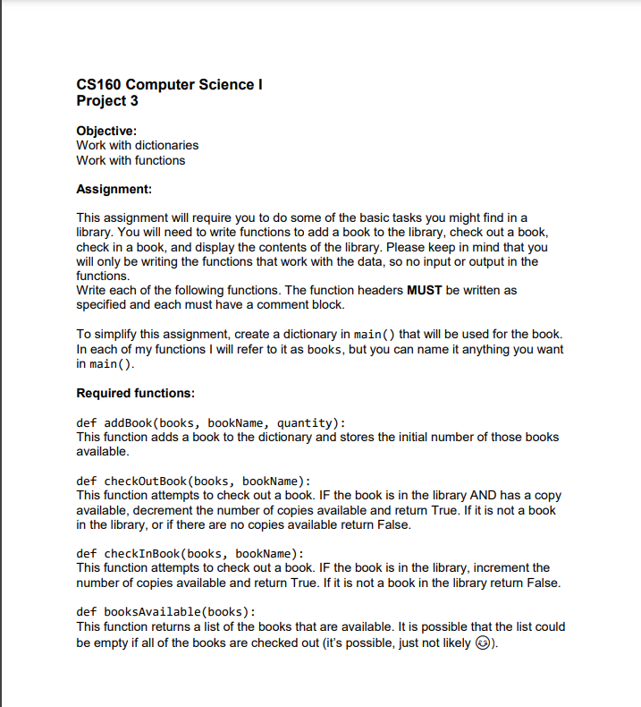 Solved CS160 Computer Science I Project 3 Objective: Work | Chegg.com