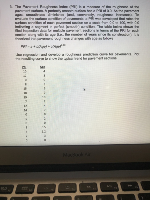 3. The Pavement Roughness Index (PRI) is a measure of | Chegg.com