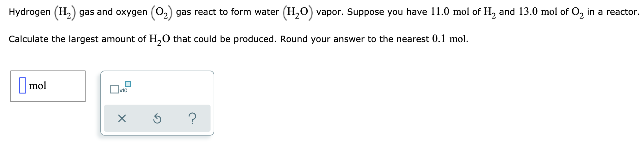 Solved Hydrogen (H2) gas and oxygen (O2) gas react to form | Chegg.com
