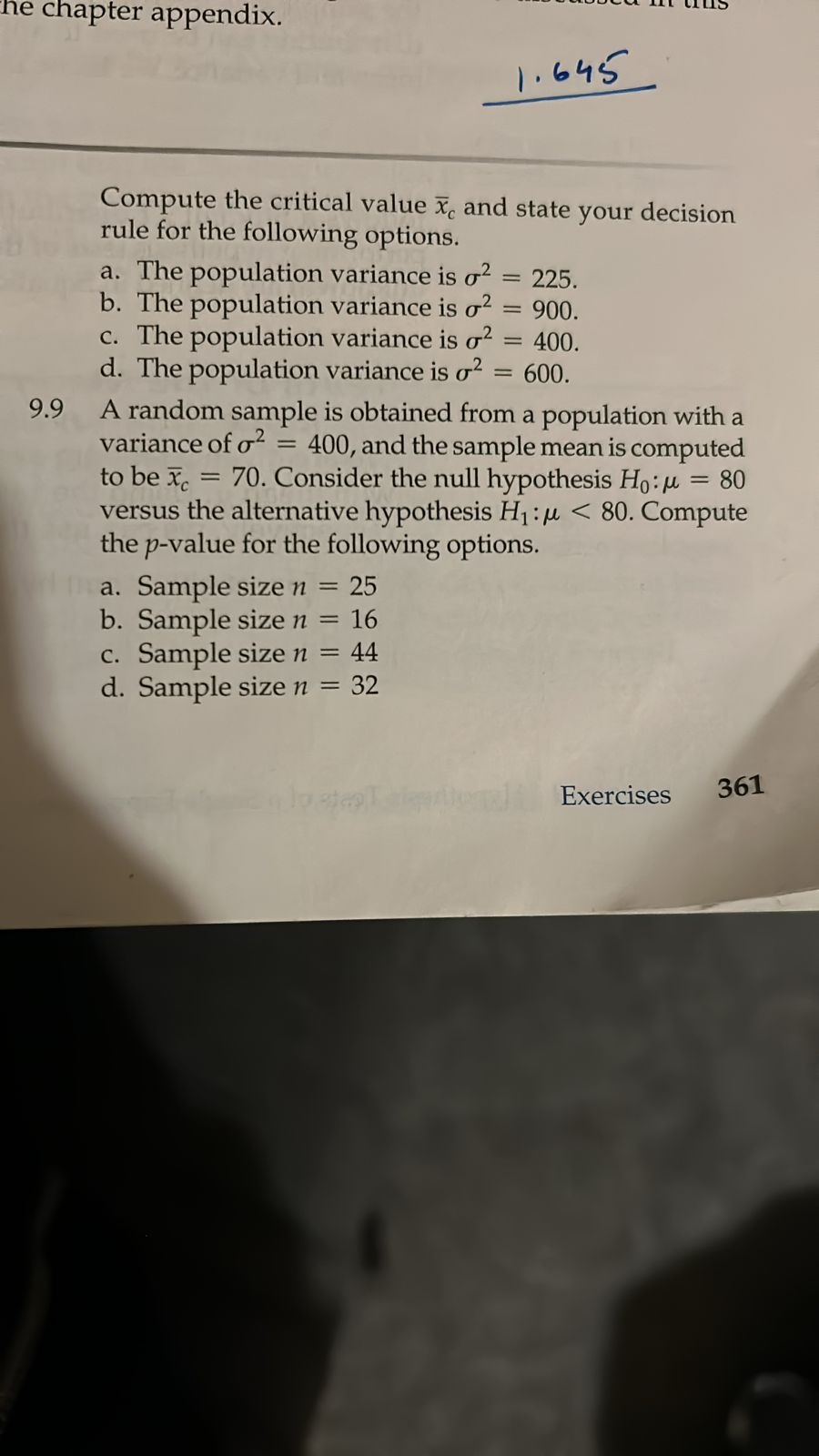 Compute the critical value x‾c ﻿and state your | Chegg.com