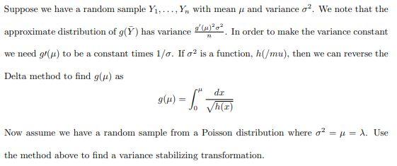 Solved Suppose we have a random sample Y1..... Yn with mean | Chegg.com