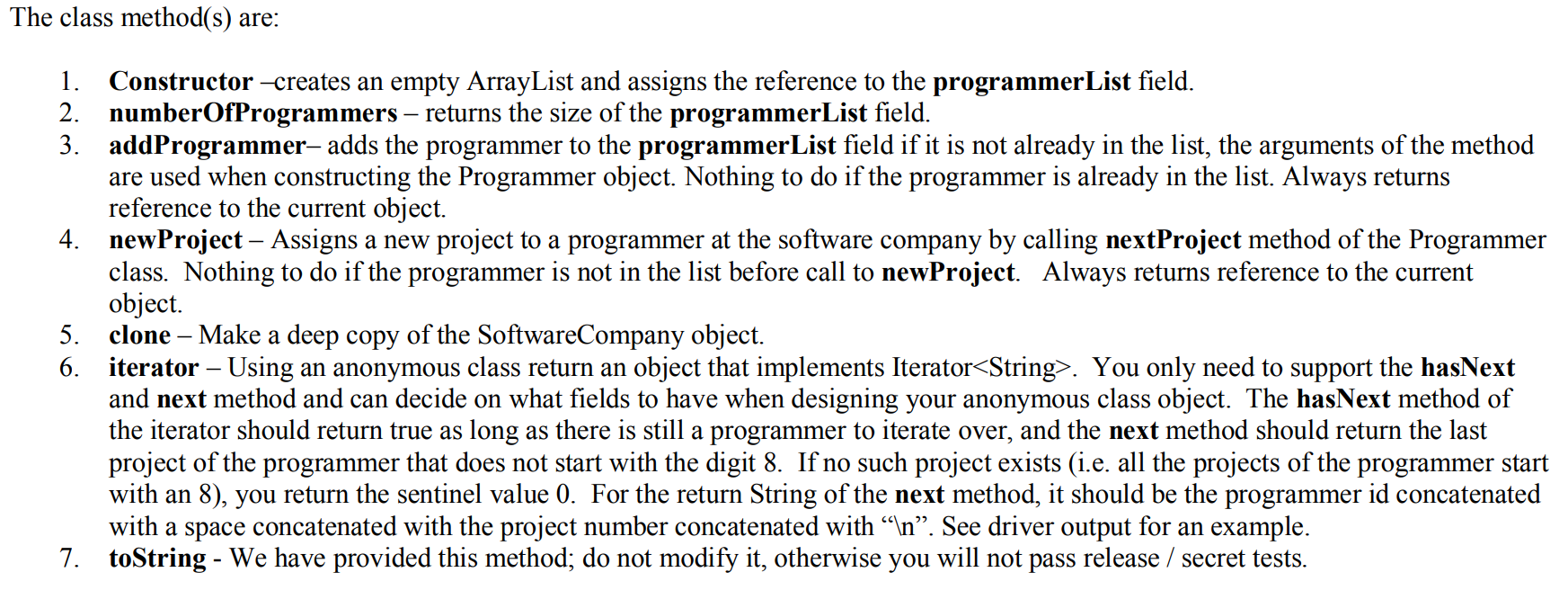 SoftwareCompany Class Specification The | Chegg.com