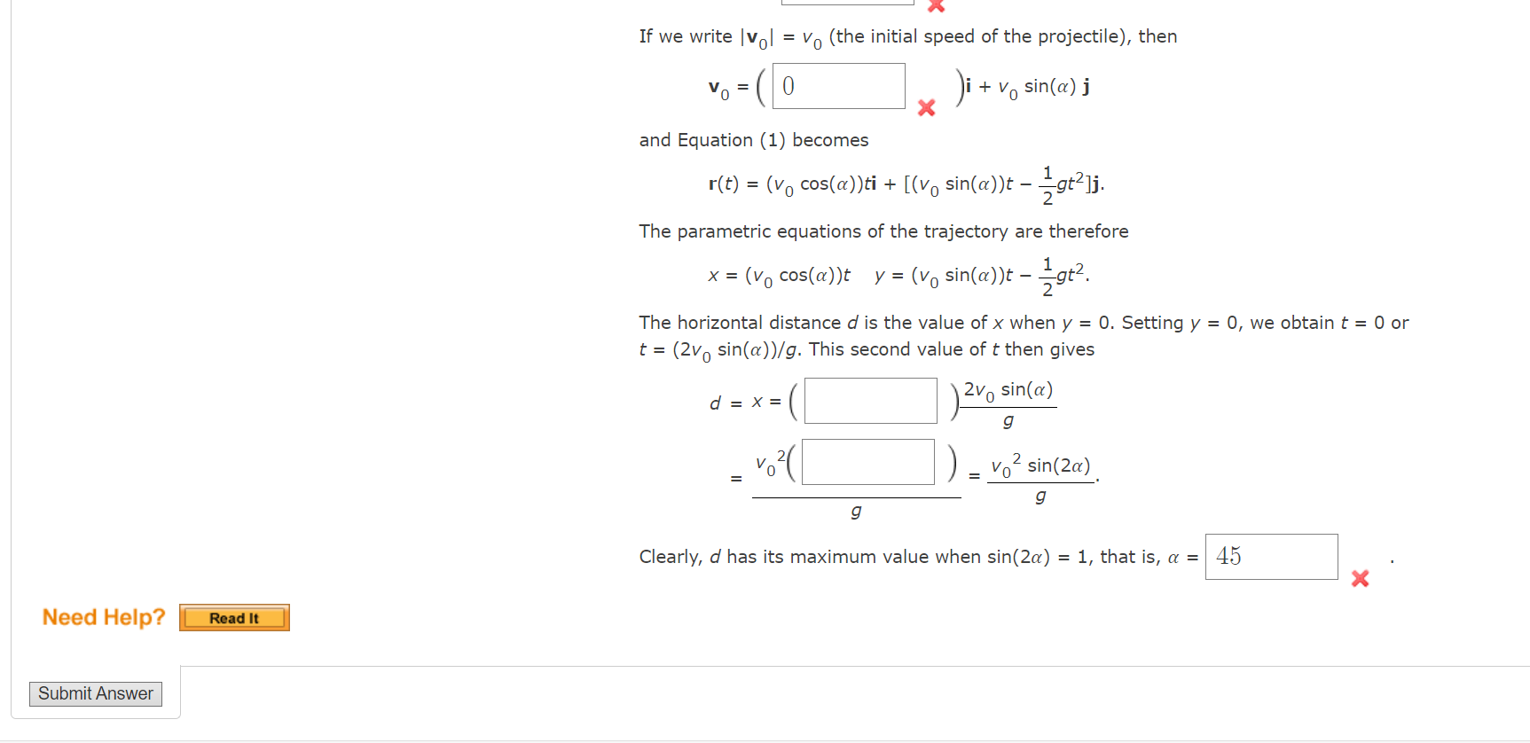 Solved EXAMPLE 5 A projectile is fired with an angle of | Chegg.com
