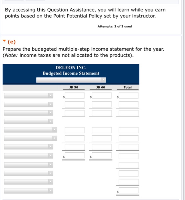 Solved Problem 24-02A a-e (Part Level Submission) Deleon | Chegg.com
