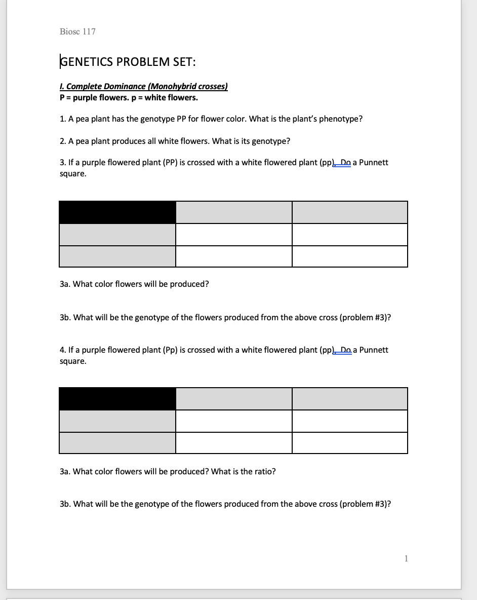 Solved GENETICS PROBLEM SET: 1. Complete Dominance | Chegg.com