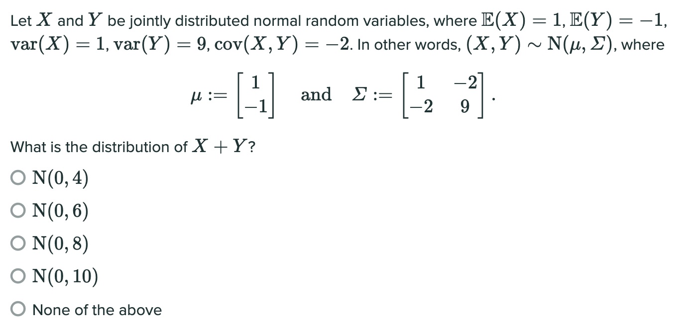 Solved Let X and Y be jointly distributed normal random | Chegg.com
