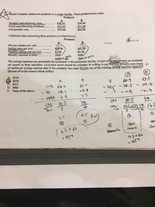 Solved Company makes two products in a single facility. | Chegg.com