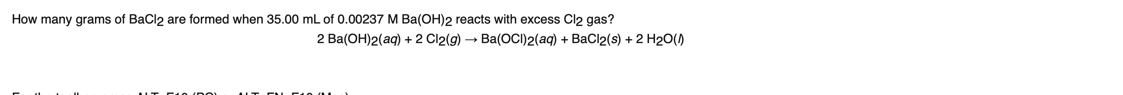 Solved How many grams of BaCl2 are formed when 35.00 mL of | Chegg.com