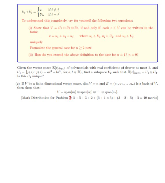 Solved Problem 2 (Veetor Spaces and Subspaces) (a) Let | Chegg.com