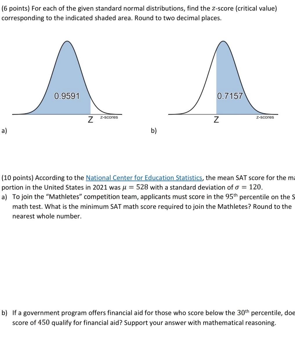 Solved - For each of the given standard normal | Chegg.com