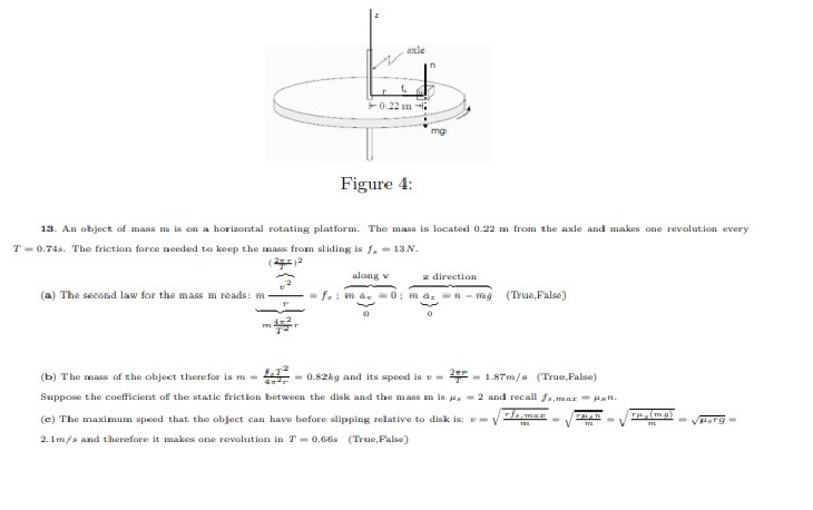 Solved 13. An object of mass m is on a horizontal rotating | Chegg.com