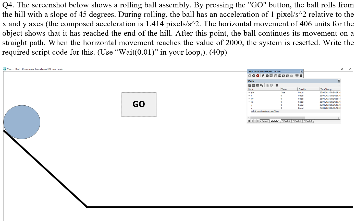 Solved Q4. The screenshot below shows a rolling ball | Chegg.com