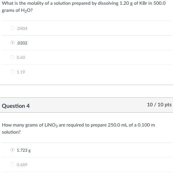 Solved What is the molality of a solution prepared by | Chegg.com