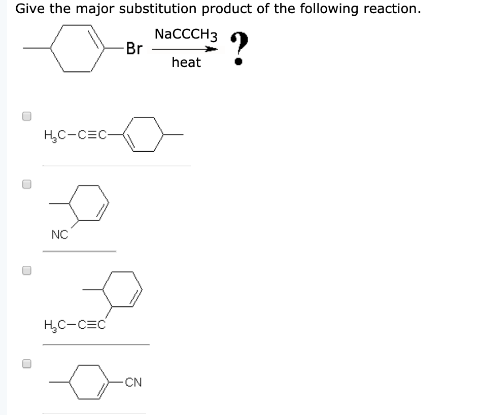 Solved Give the major substitution product of the following | Chegg.com