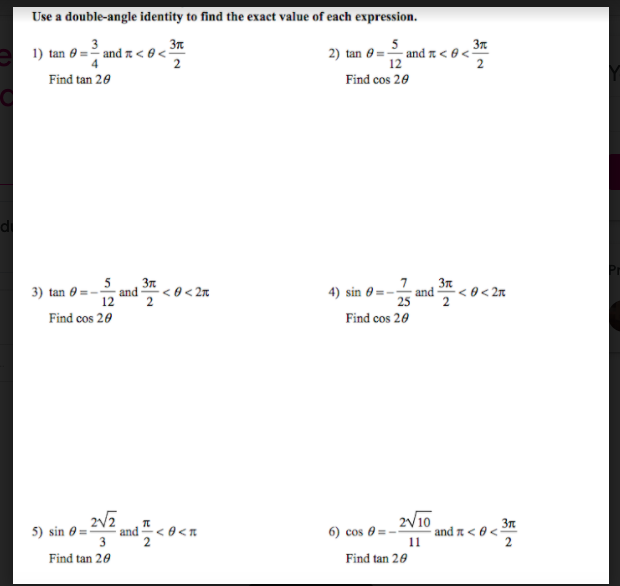 Solved Use a double-angle identity to find the exact value | Chegg.com