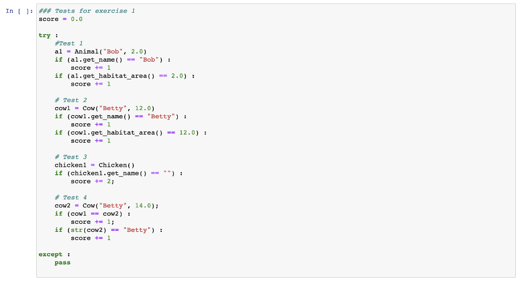 Solved Exercise 1: The Animal Class In this exercise you | Chegg.com