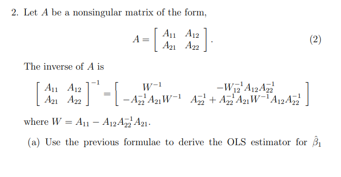 Solved Let A ﻿be a nonsingular matrix of the | Chegg.com