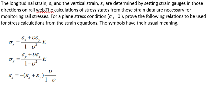 Solved The longitudinal strain, εx and the vertical strain, | Chegg.com