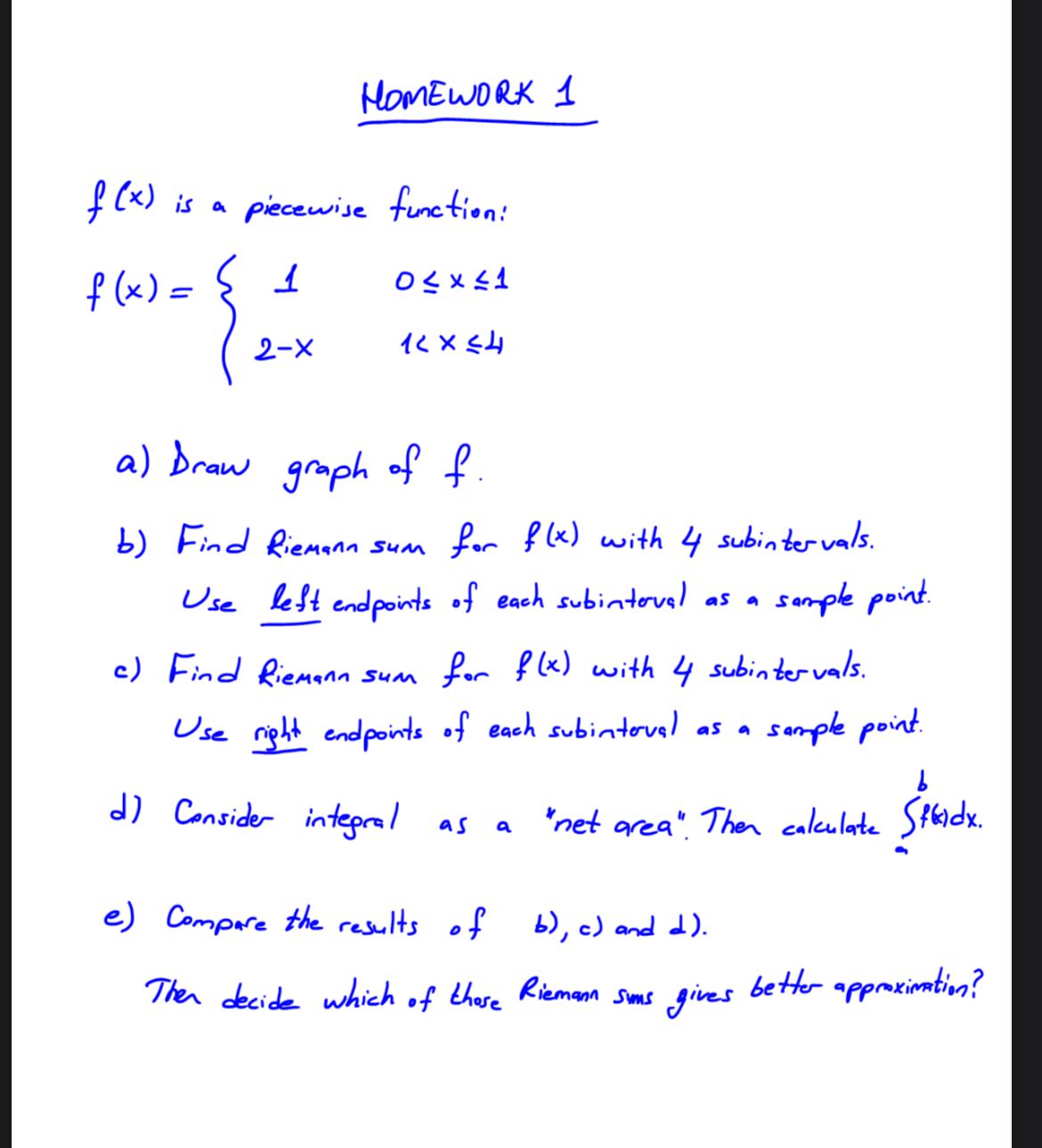 Solved HOMEWORK 1 f(x) is a piecewise function: | Chegg.com