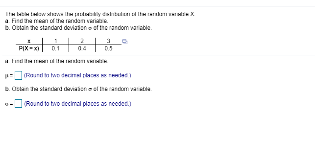 Solved The table below shows the probability distribution of | Chegg.com