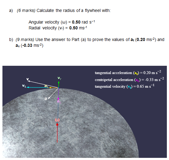 Solved a) (6 marks) Calculate the radius of a flywheel with: | Chegg.com