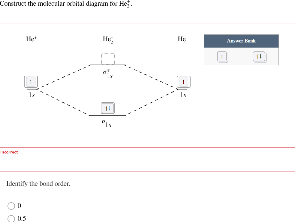Solved Construct The Molecular Orbital Diagram For He2