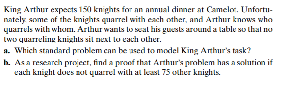 Solved King Arthur expects 150 knights for an annual dinner | Chegg.com