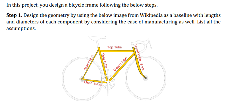 Solved In this project, you design a bicycle frame following | Chegg.com
