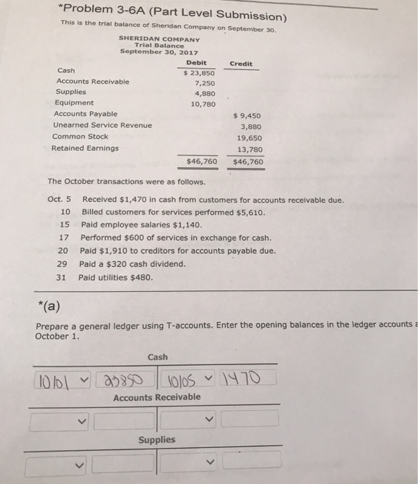 Solved *Problem 3-6A (Part Level Submission) This is the | Chegg.com