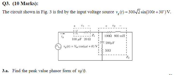 Solved The circuit shown in Fig. 3 is fed by the input | Chegg.com