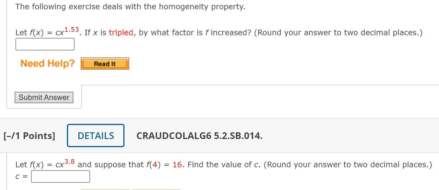 Solved The following exercise deals with the homogeneity | Chegg.com