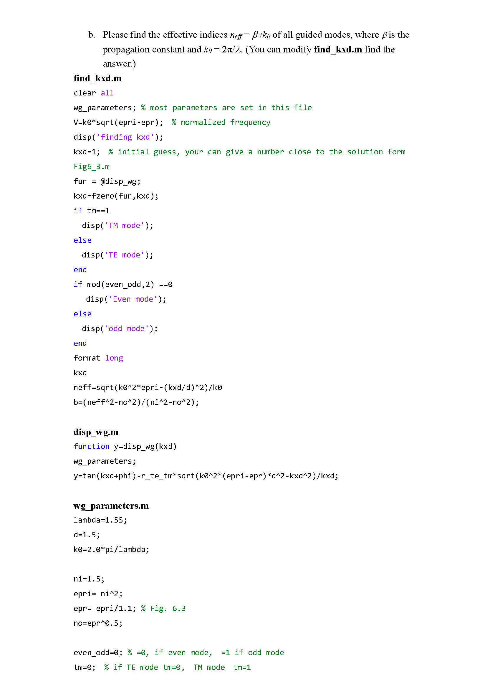 Solved b. ﻿Please find the effective indices neff=βk0 ﻿of | Chegg.com