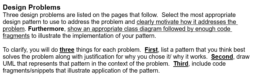 Solved Design Problems Three design problems are listed on | Chegg.com