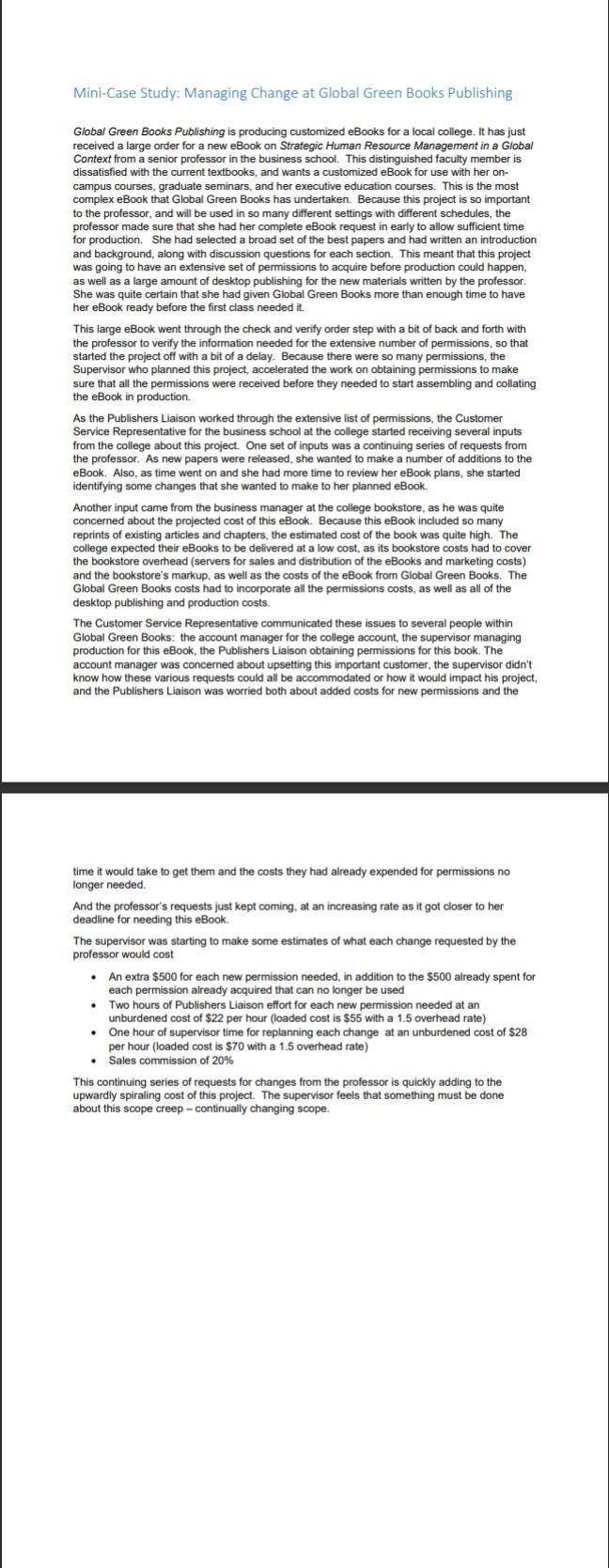 Solved Read the Mini Case Study attached to the | Chegg.com