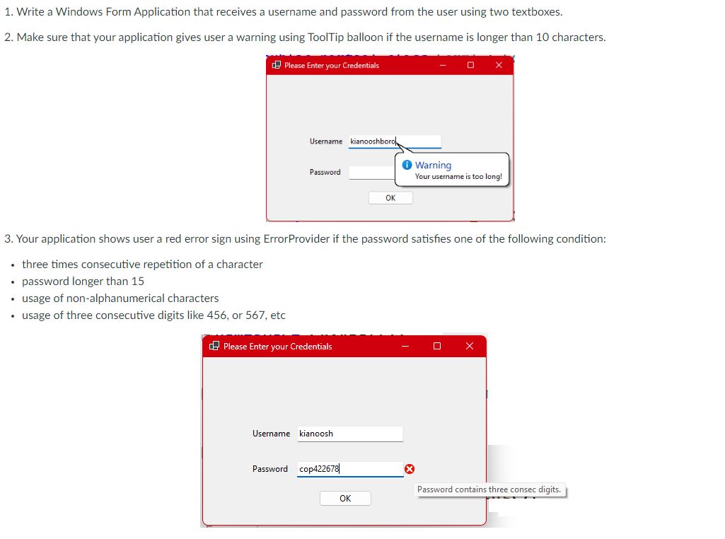 Solved 1. Write a Windows Form Application that receives a | Chegg.com