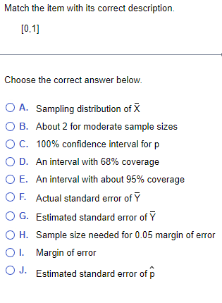 Solved Match the item with its correct description. [0,1] | Chegg.com