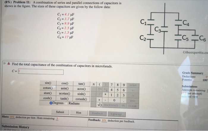 Solved (8%) Problem 11: A combination of series and parallel | Chegg.com