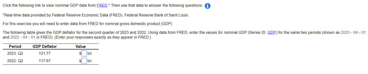 Solved lick the following link to view nominal GDP data from | Chegg.com
