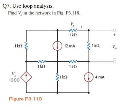 Solved Q7. Use loop analysis. Find Vo in the network in Fig. | Chegg.com