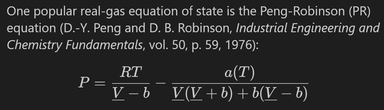 Solved One popular real-gas equation of state is the | Chegg.com