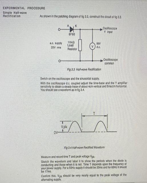Solved EXPERIMENTAL PROCEDURE Simple Halt-wave Rectification | Chegg.com