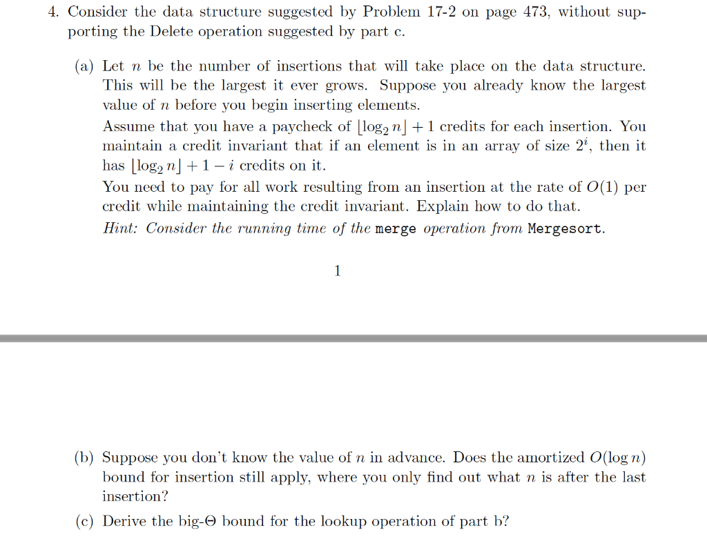 4. Consider the data structure suggested by Problem | Chegg.com