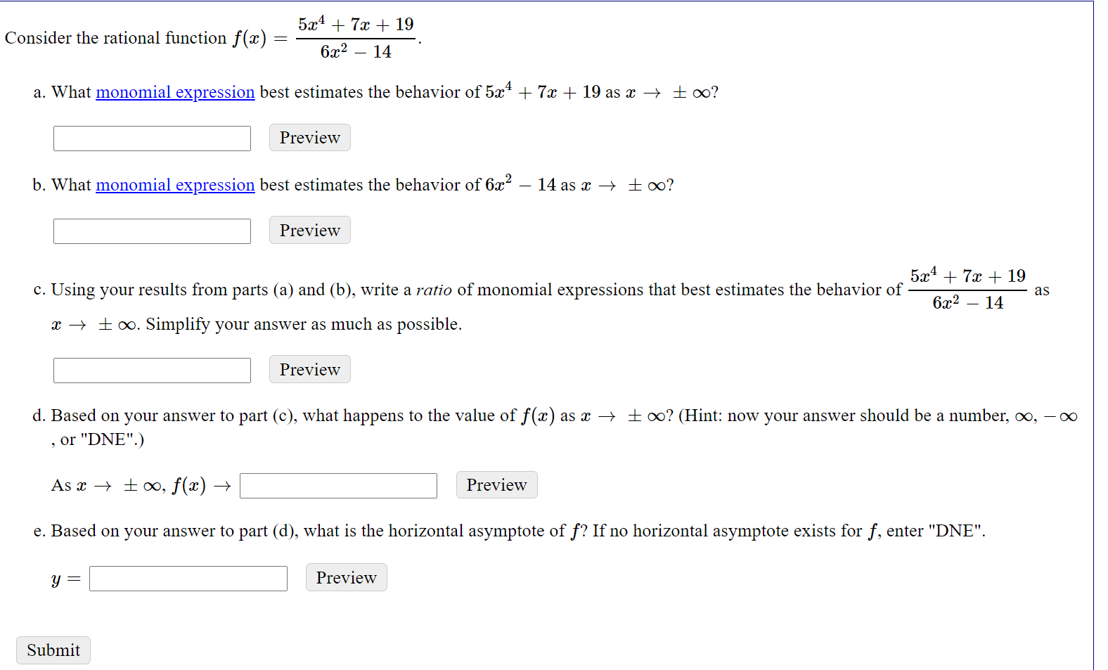 Solved Consider the rational function f(x) 5x4 + 7x + 19 | Chegg.com