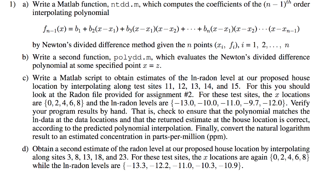 Solved 1) a) Write a Matlab function, ntdd.m, which computes | Chegg.com