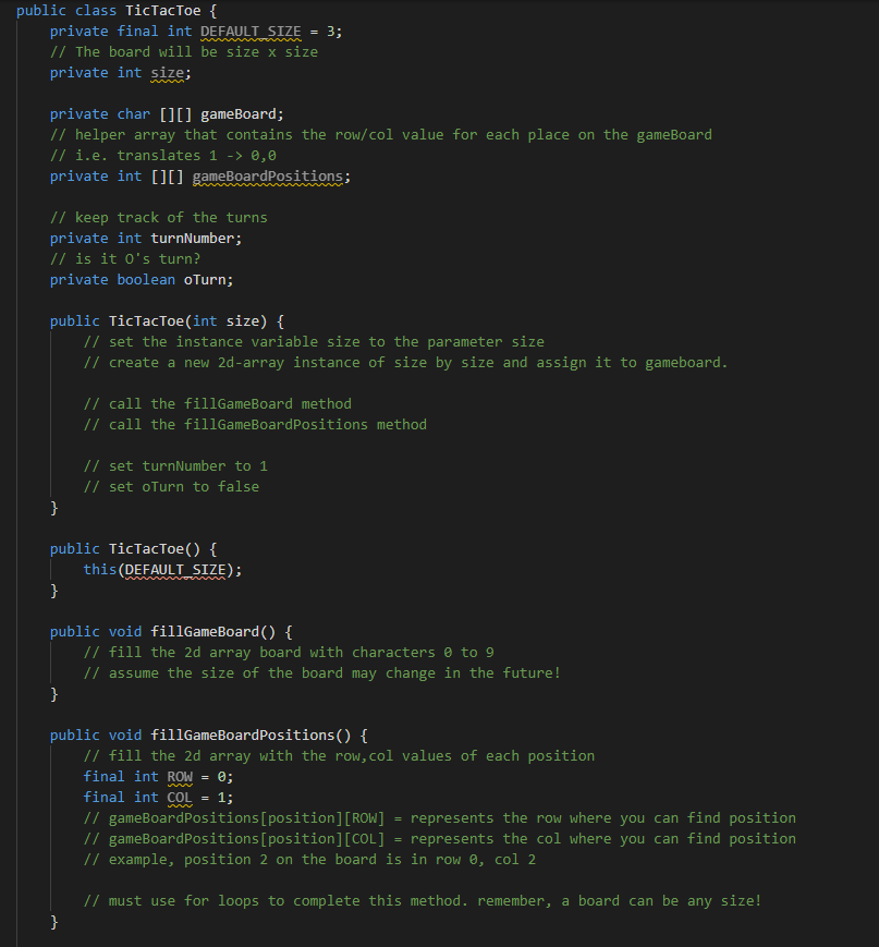 Solved public class Tictactoe { private final int DEFAULT | Chegg.com