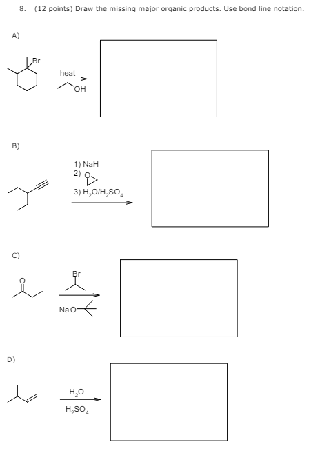 Solved (12 ﻿points) ﻿Draw the missing major organic | Chegg.com