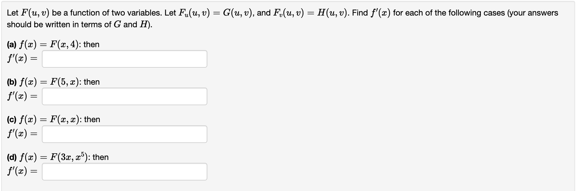 Solved Let F(u,v) be a function of two variables. Let | Chegg.com Solved Let F(u,v) be a function of two variables. Let | Chegg.com