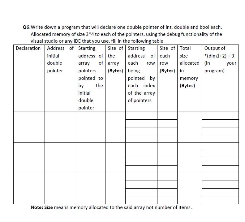 Solved Q6. Write down a program that will declare one double | Chegg.com