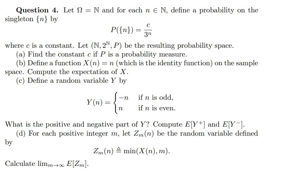 Solved = = Question 4. Let N = N and for each n E N, define | Chegg.com