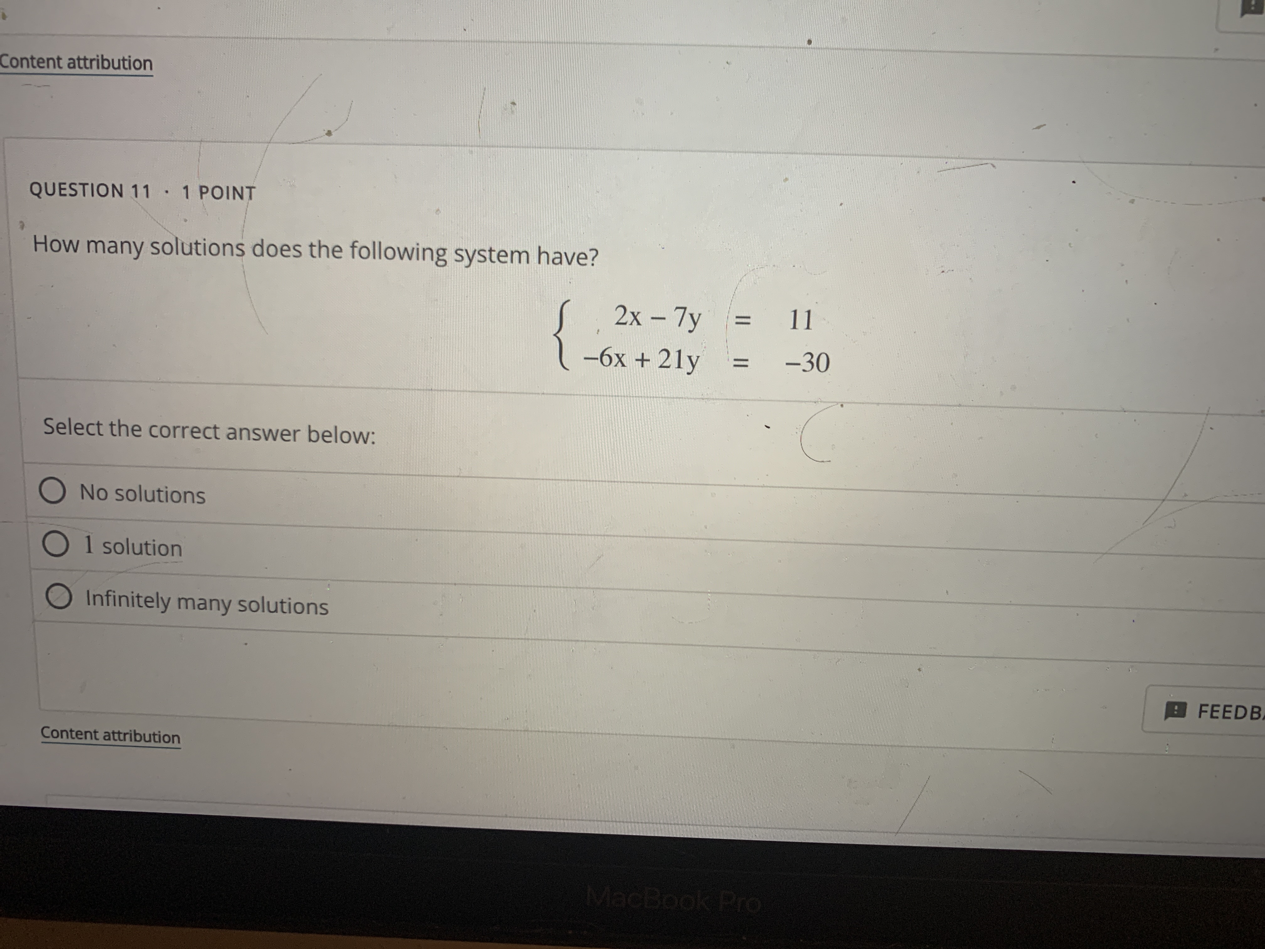 Solved QUESTION 11 * 1 ﻿POINTHow many solutions does the | Chegg.com